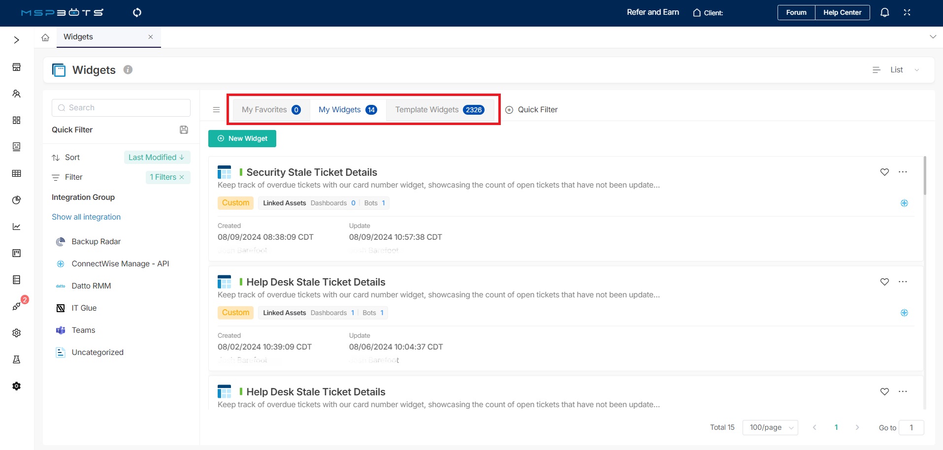 Widgets – MSPbots.ai