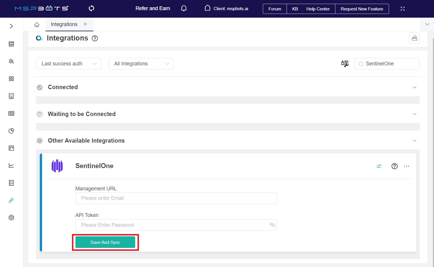 SentinelOne Integration Setup – MSPbots.ai